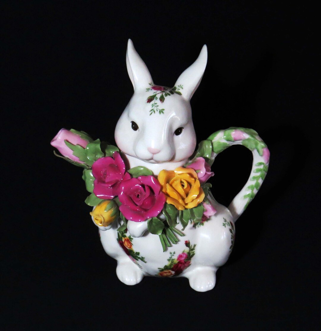 Royal Albert "old Country Roses" RABBIT TEAPOT, Porcelain Teapot - Etsy