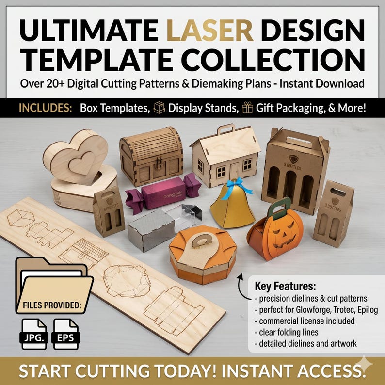 Laser Cutting Box Templates, Heart, House, Pumpkin Designs (EPS, JPG ...