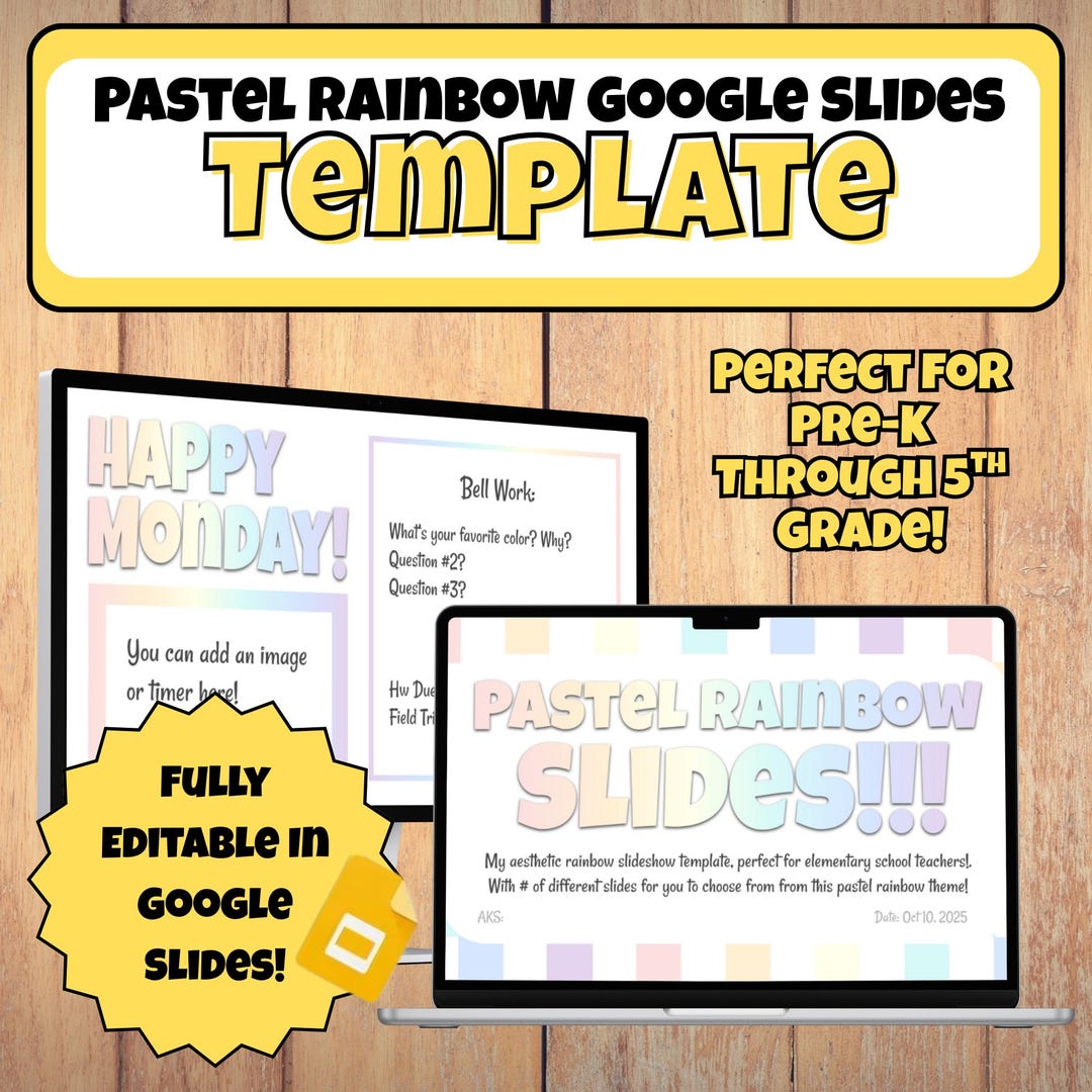 Pastel Rainbow Google Slides Template - Etsy