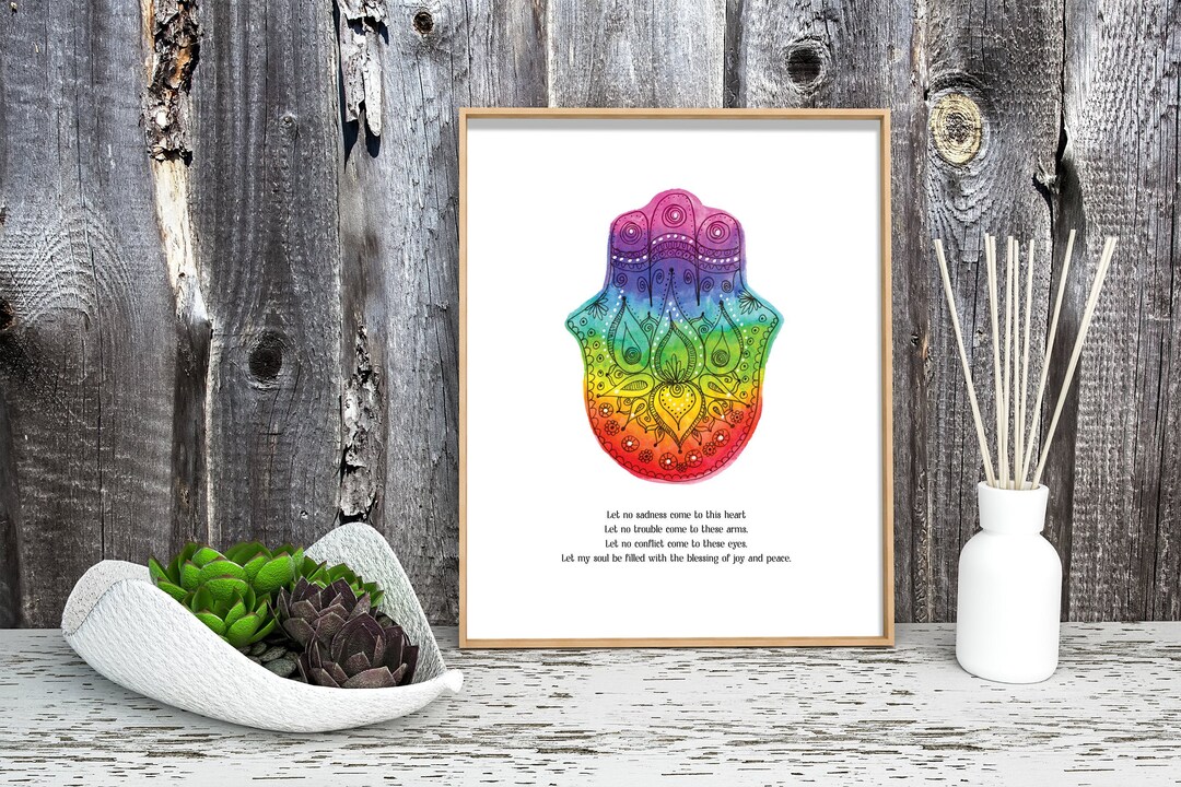 Hamsa Prayer Hamsa Wall Art Hand of God Sign Fatima Hand - Etsy