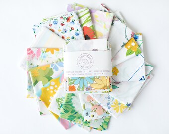 Fat Quarter Bundle of 6 Vintage Sheets, Quilting Fabric, Vintage Sheet ...
