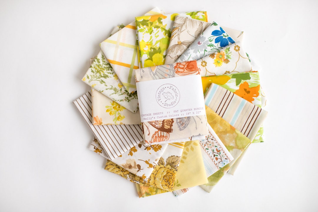 Vintage Sheet Fat Quarter Bundle: Autumn Colors Quilting Fabric (6 ...