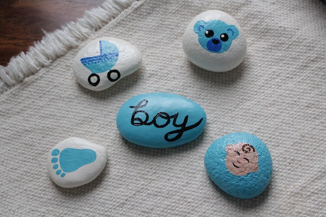 Small Hand Painted Baby Gender Reveal Rocks (set of Five) - Etsy