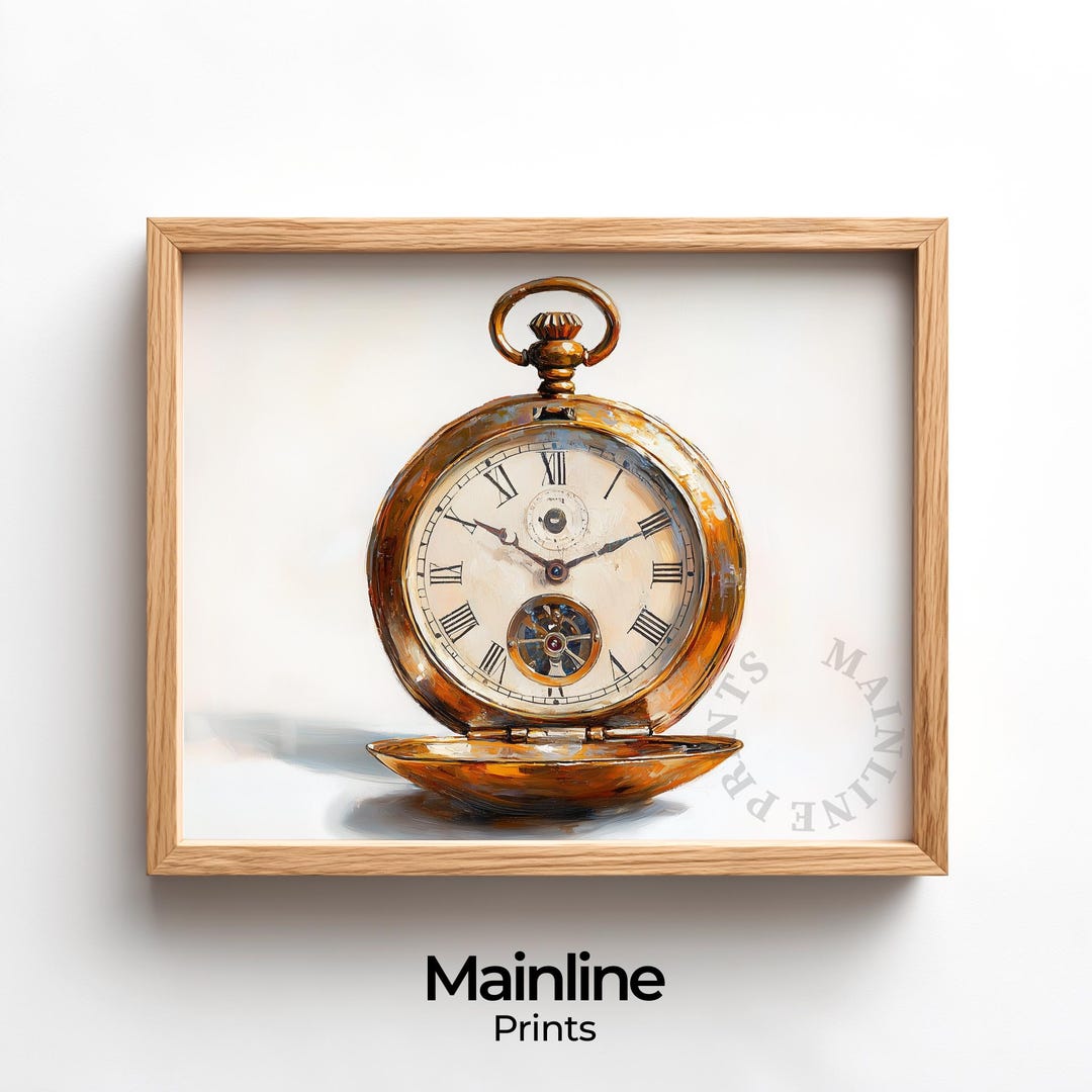 Vintage Pocket Watch Oil Painting - Printable Timeless Wall Art ...