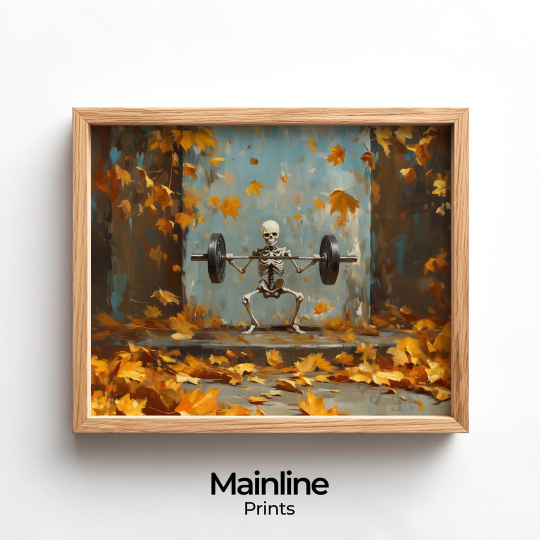 Rustic Autumn Skeleton Art - Printable Fall Wall Decor, Earthy Seasonal ...
