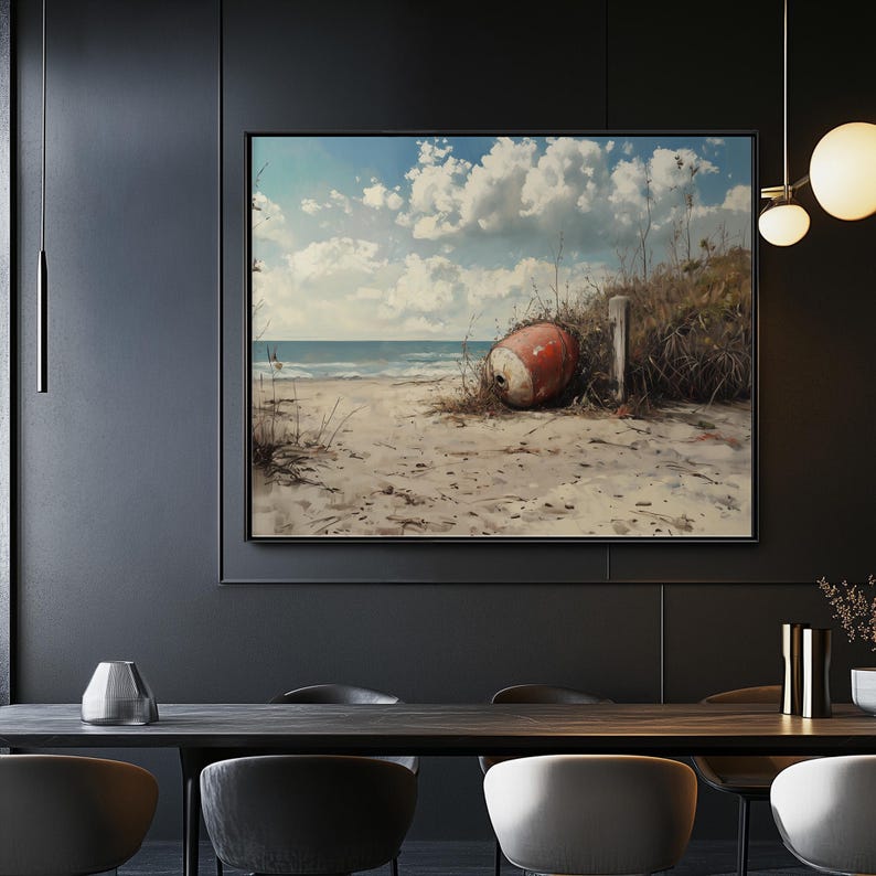 Coastal Printable Fishing Buoy Wall Art - Rustic Vintage Beach Painting ...