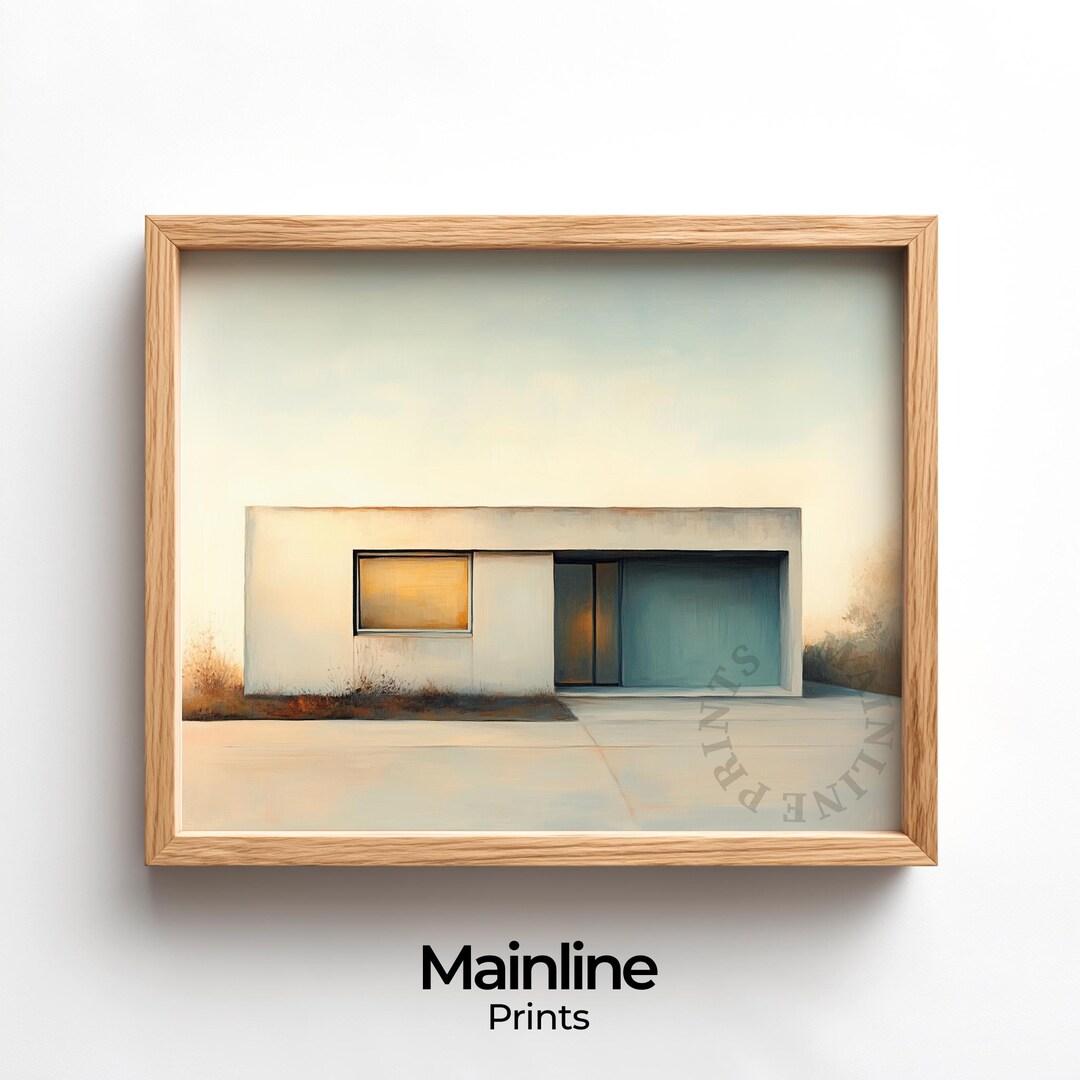 Mid-century Modern House PRINTABLE - Minimalist Architectural Painting ...