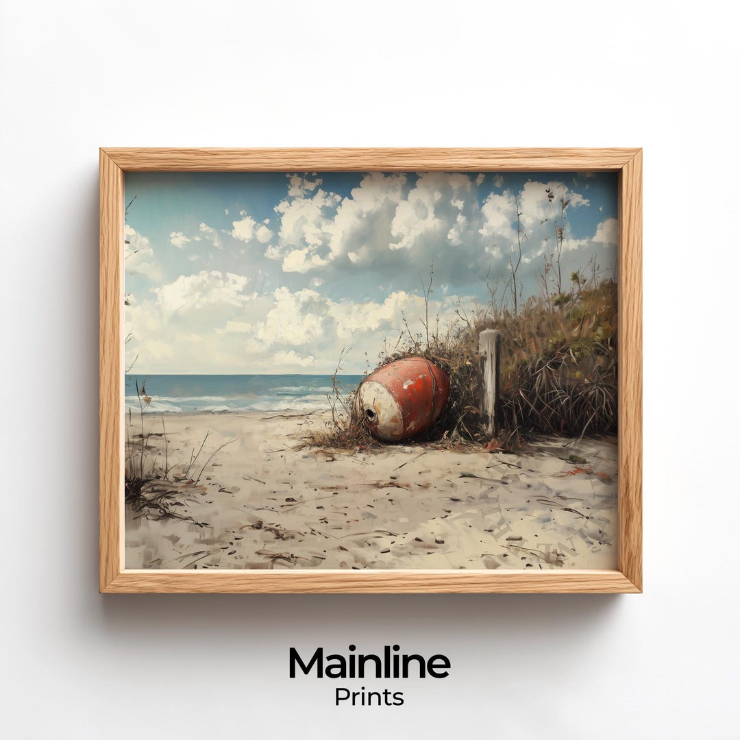 Coastal Printable Fishing Buoy Wall Art - Rustic Vintage Beach Painting ...