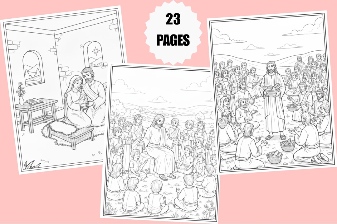 Life of Jesus Coloring Pages, Biblical Illustrations (23-page ...