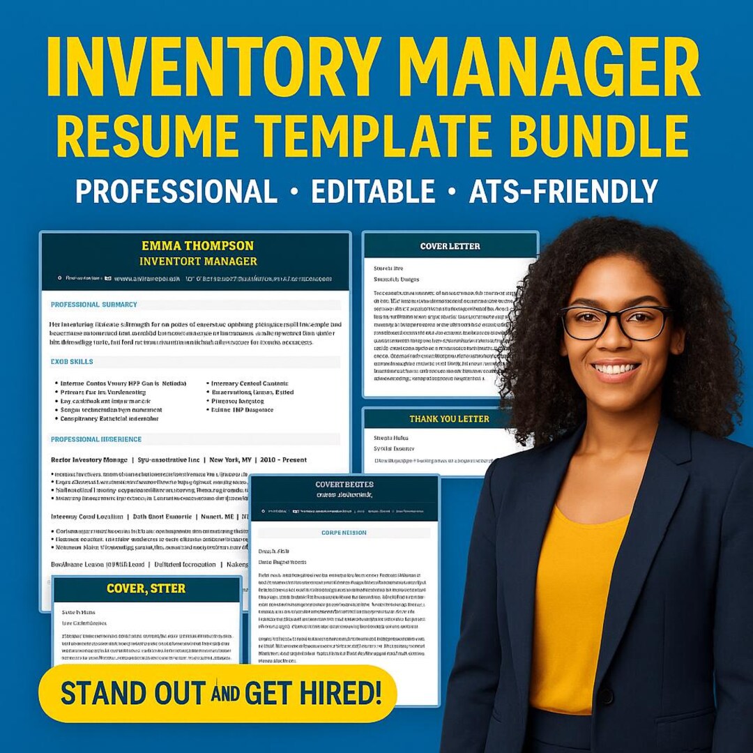 Inventory Manager Resume Template Bundle | Professional Resume, Cover ...
