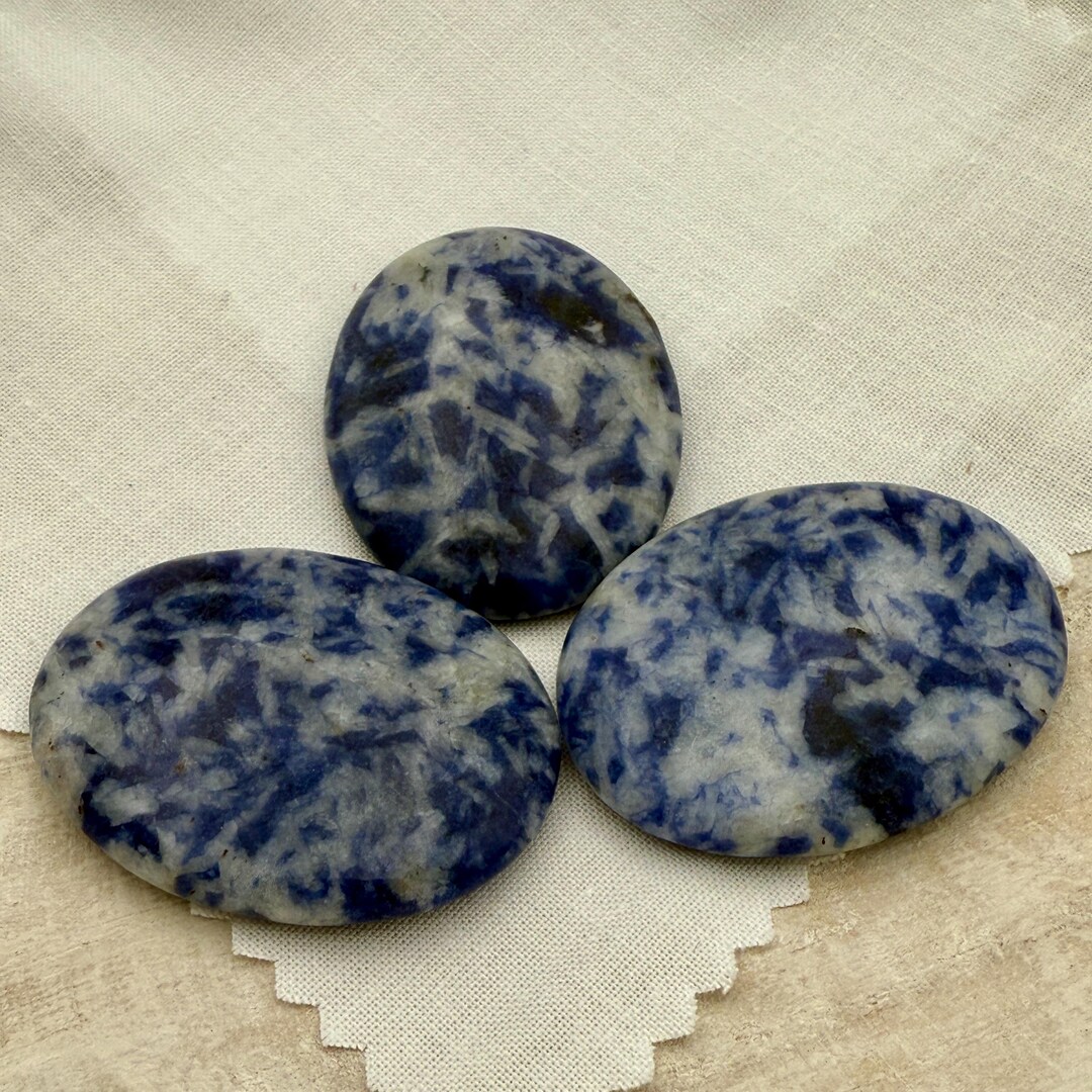 Blue Jasper Worry Stone – Oval Palm Crystal, Calm & Focus - Etsy