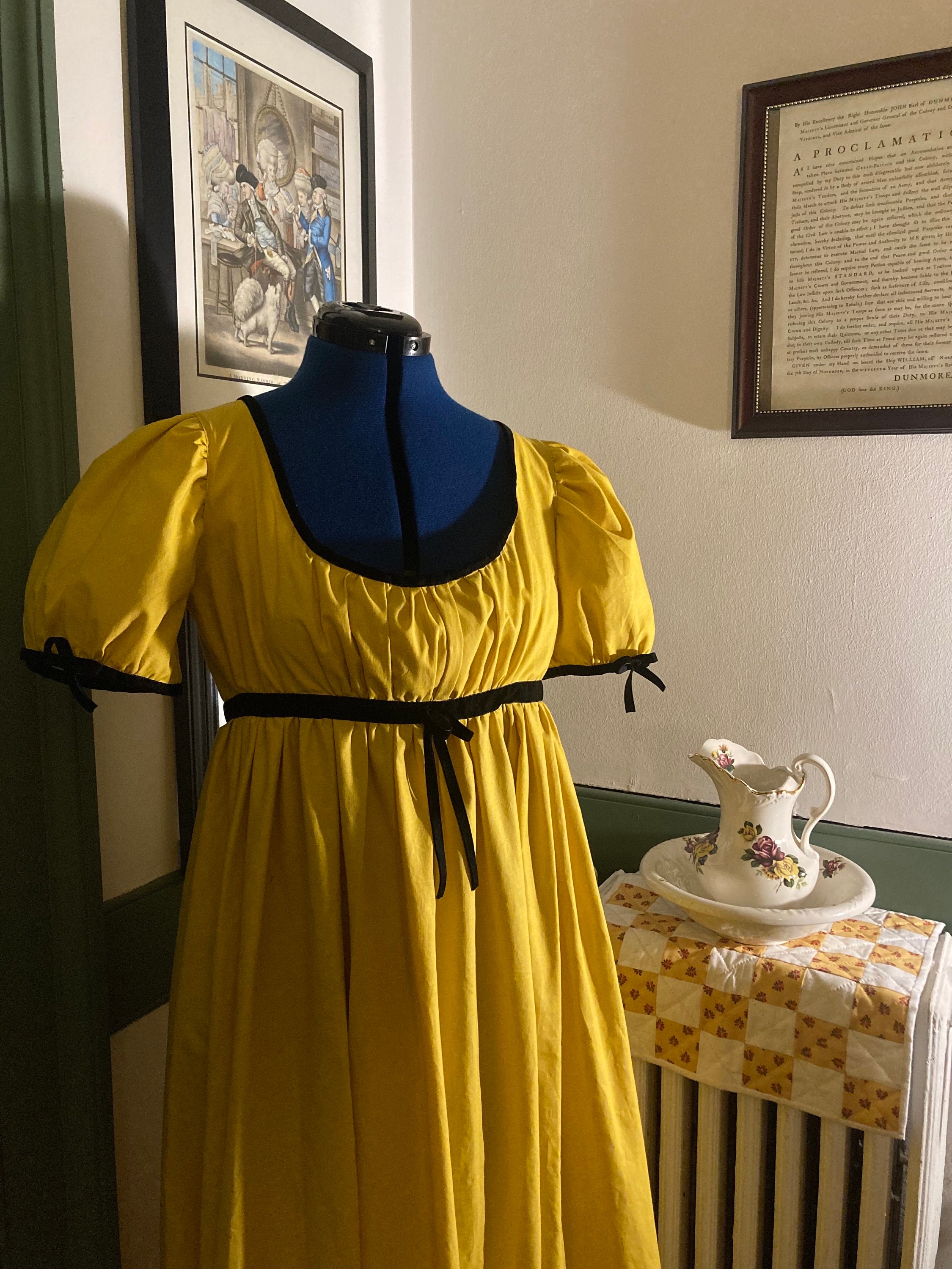 READY MADE: 1812 Saffron Yellow Regency Gown. Small/medium Size - Etsy