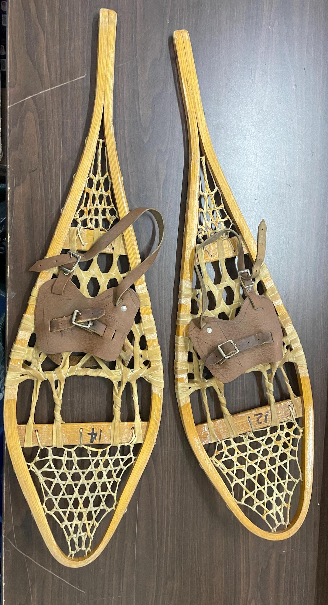 Vintage Wooden Snowshoes With Leather Straps Snow Shoes Great Wall ...
