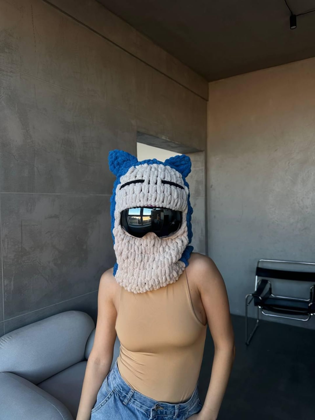 Funny Crochet Ski Mask — Plush Ski Helmet Cover Balaclava - Etsy