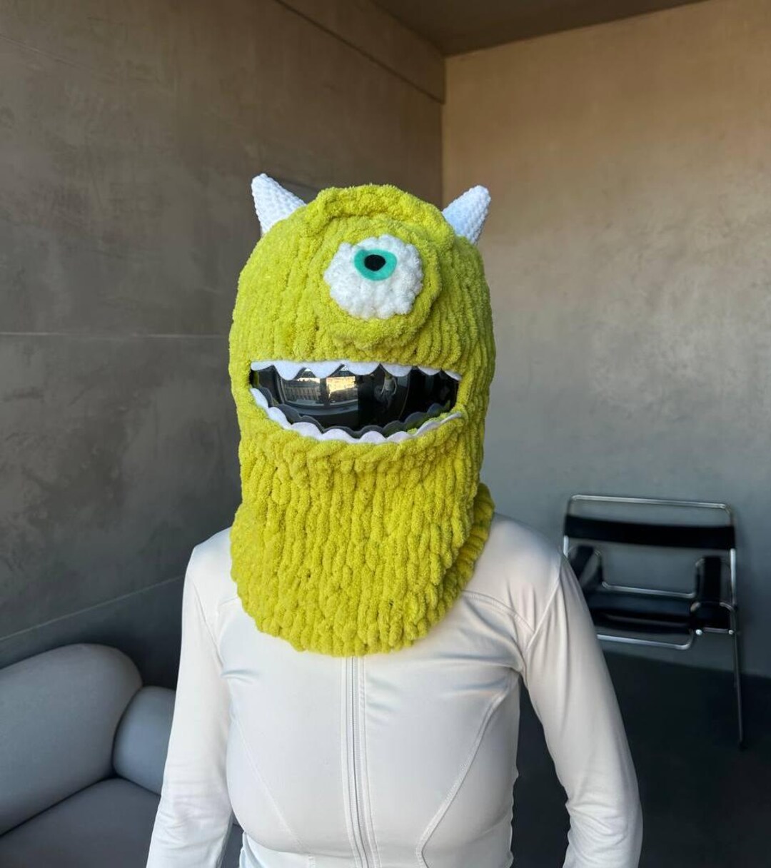 Green Cyclops Ski Mask, Helmet Ski Balaclava, One Eye Ski Mask, Animal ...