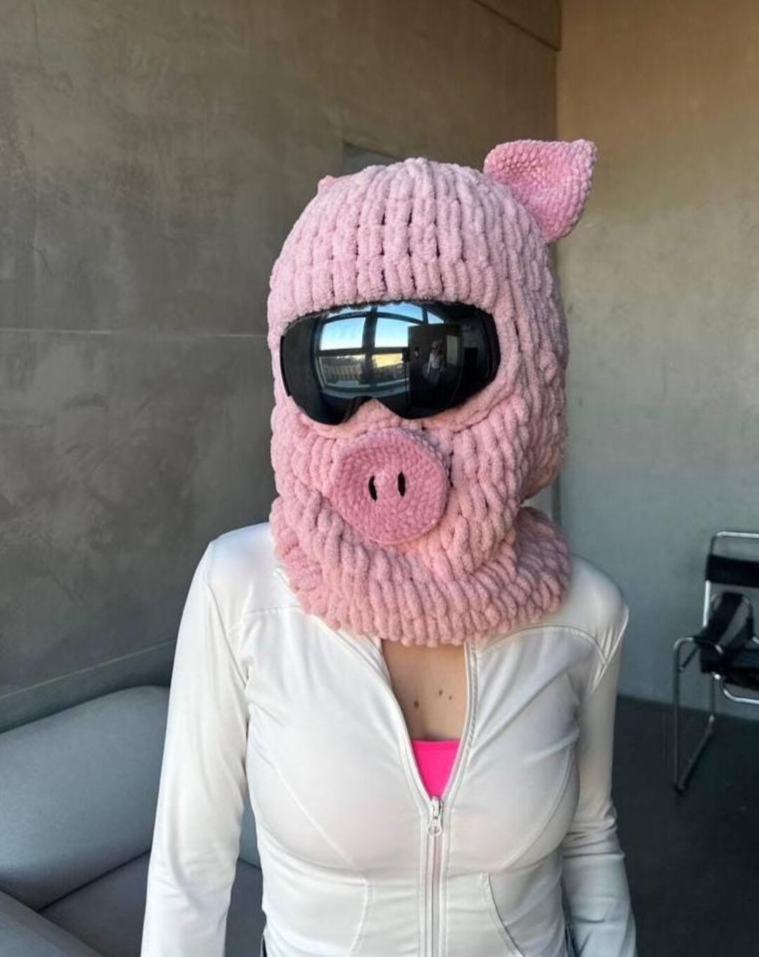 Pink Pig Ski Helmet Balaclava — Cute Animal Ski Mask for Winter Riding ...