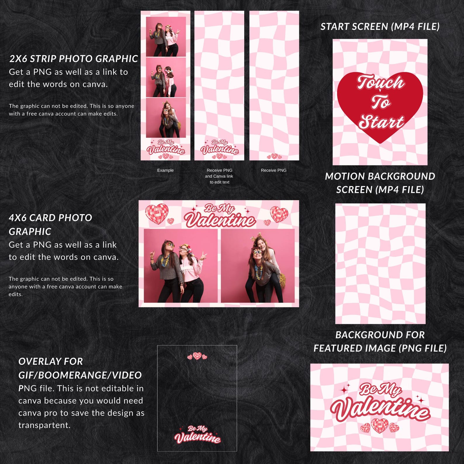 Be My Valentine Photo Booth Template Bundle | Valentine’s Day Digital ...