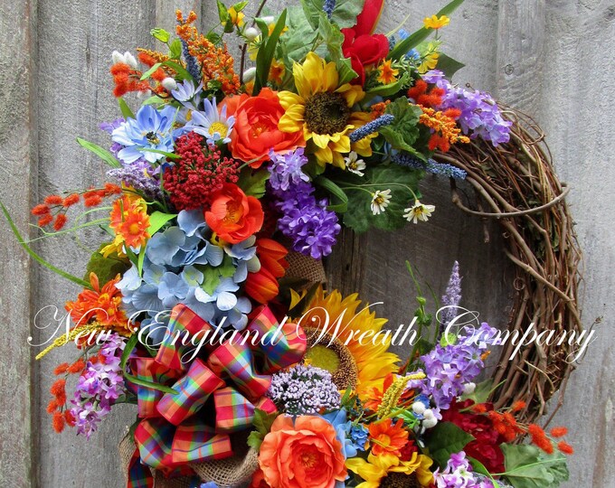 Floral Wreath, Country French Wreath, Designer Floral Wreath, Sunflower ...