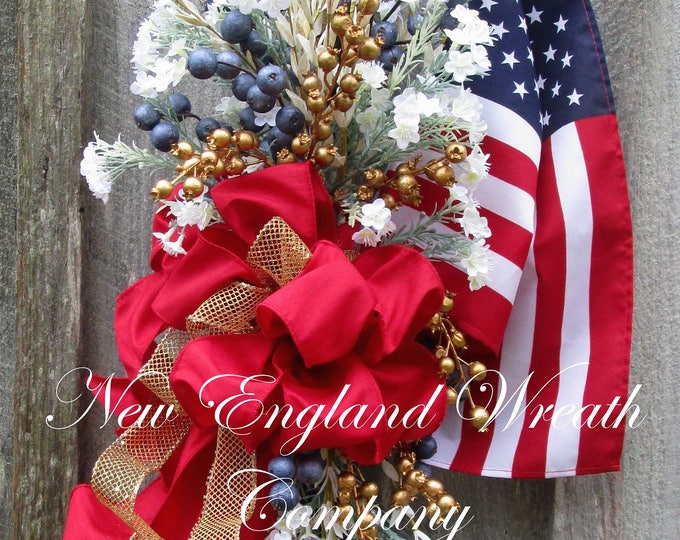 Patriotic Swag, 4th of July Wreath, Memorial Day Swag, Elegant ...