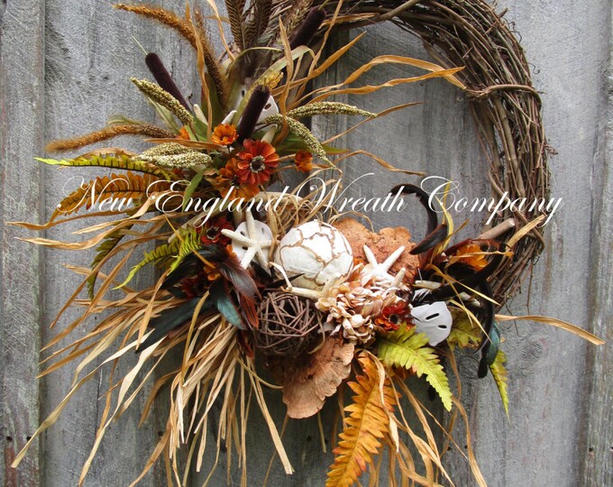 Fall Wreath Autumn Wreath Beach Wreath Fall Beach Wreath - Etsy