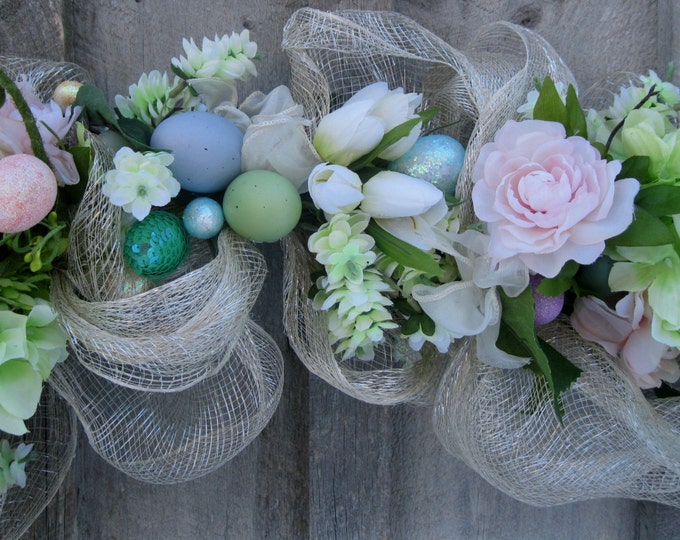 Easter Garland, Spring Swag, Floral Garland, Pastel Eggs, Easter ...