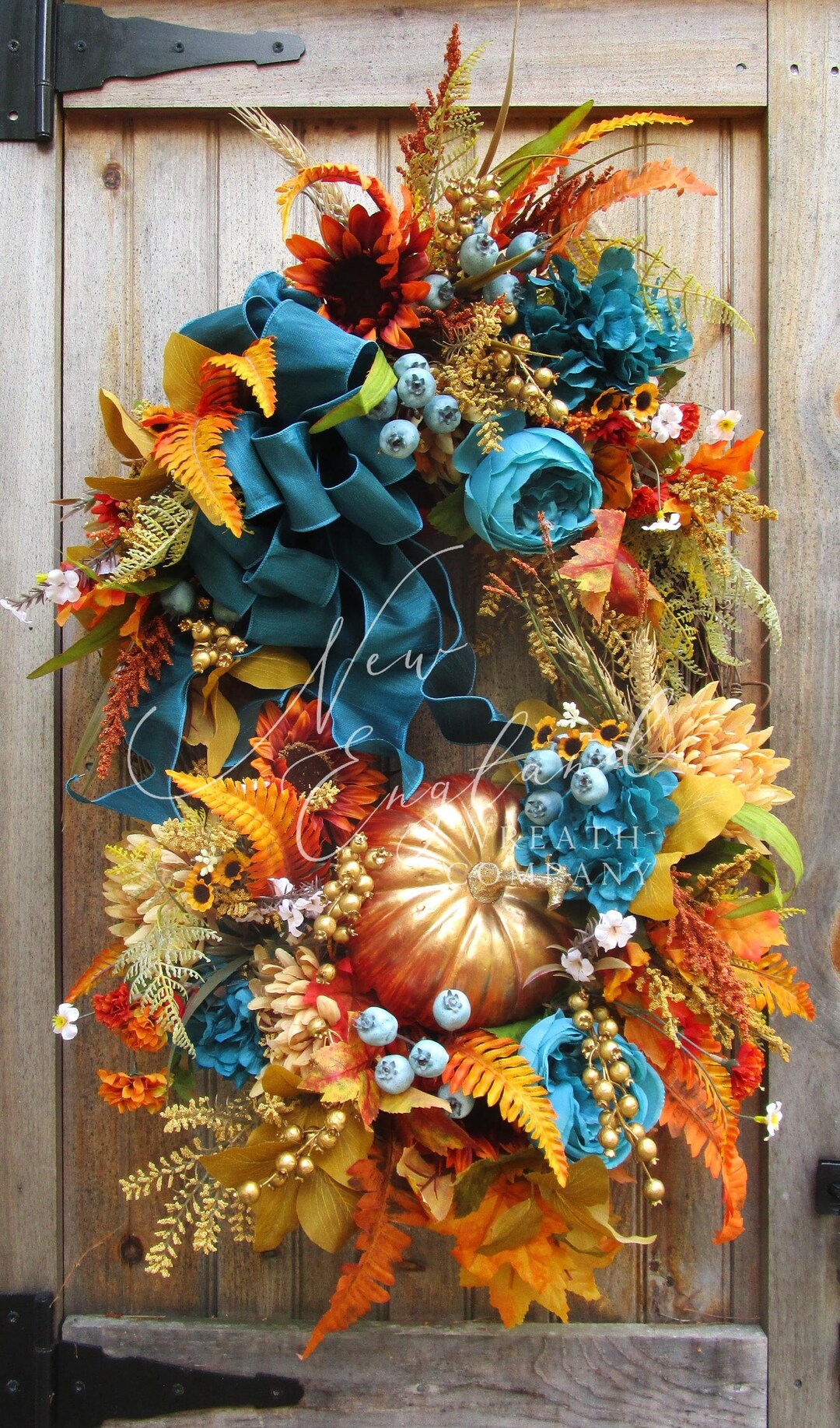 Elegant Fall Wreath for Front Door, Fall Wreath With Pumpkin and Bow ...