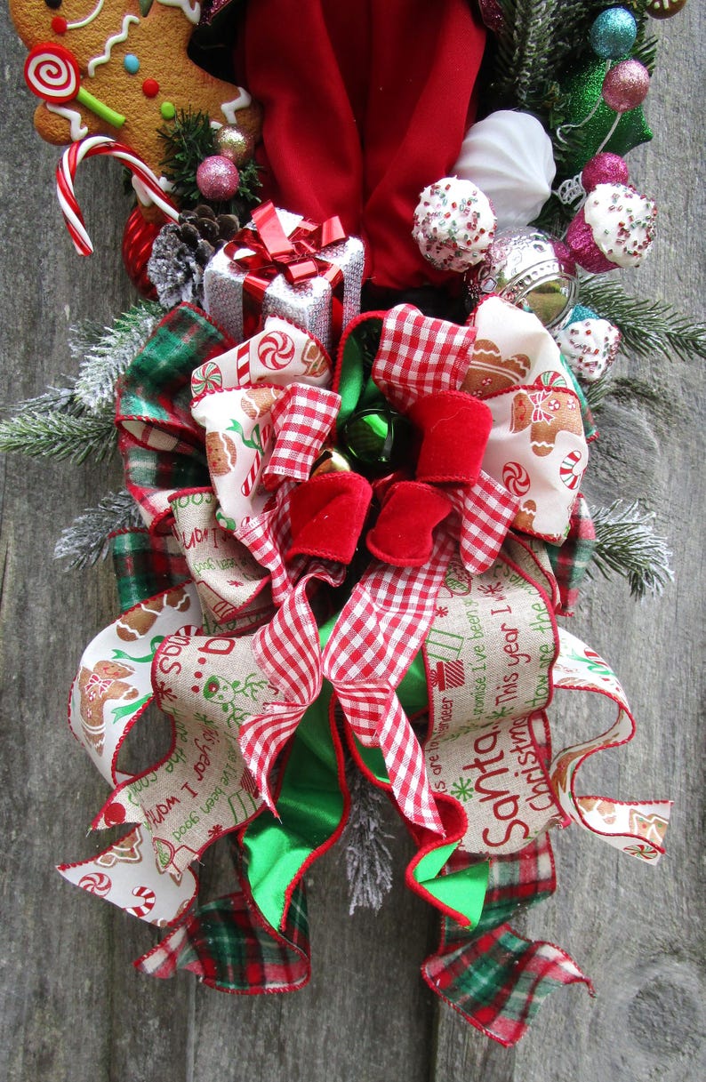 Chef Santa Holiday Swag, Gingerbread Kitchen Wreath, Candy Cane Santa ...