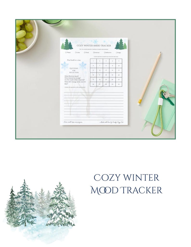 Cozy Winter Mood Tracker Printable | Self Care Journal, Mental Health ...