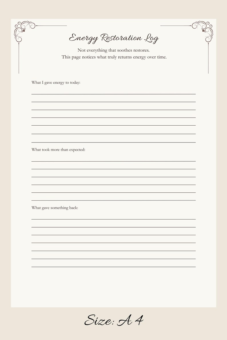 Energy Restoration Log Set | Gentle Daily Reflection Printables | Inner ...