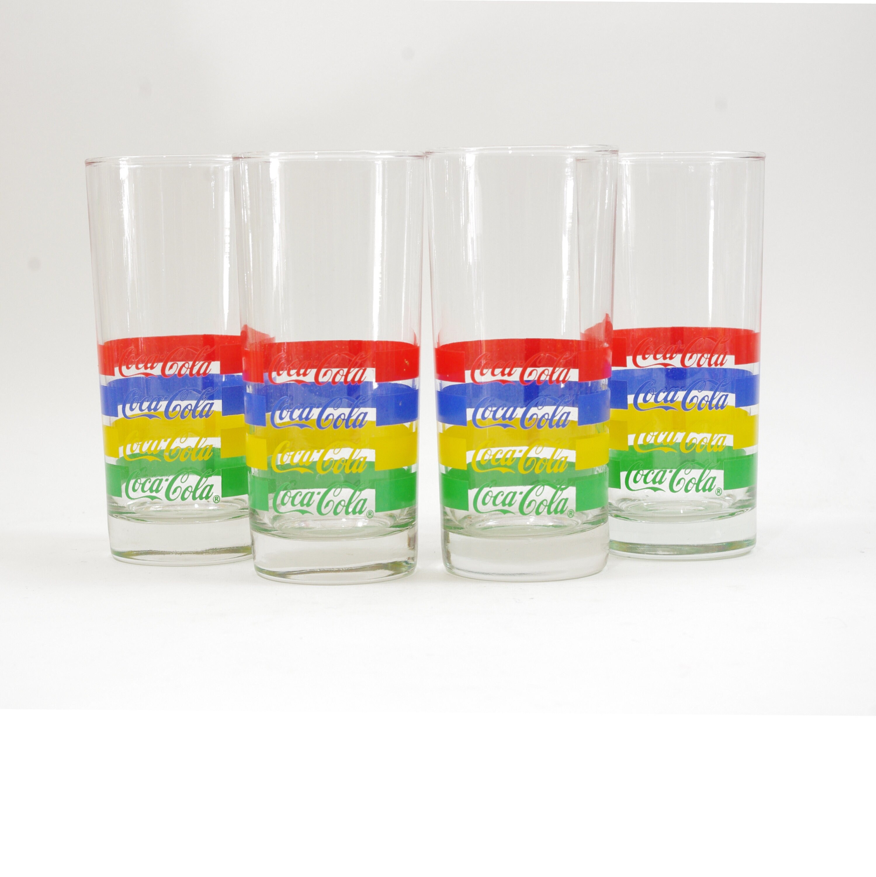 1980s Rainbow Stripe Coca Cola High Ball Glasses, Vintage Coke Tumbler ...