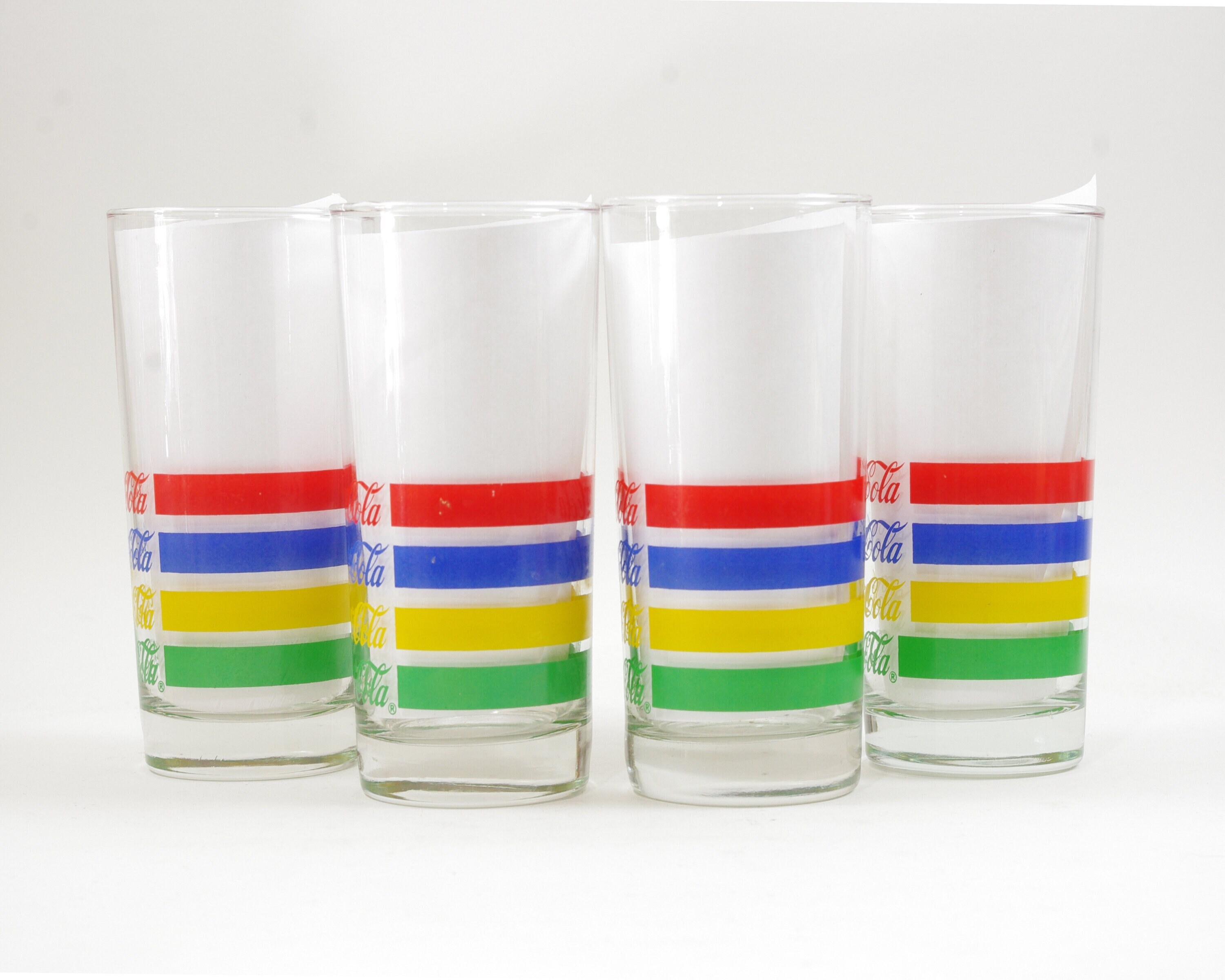 1980s Rainbow Stripe Coca Cola High Ball Glasses, Vintage Coke Tumbler ...