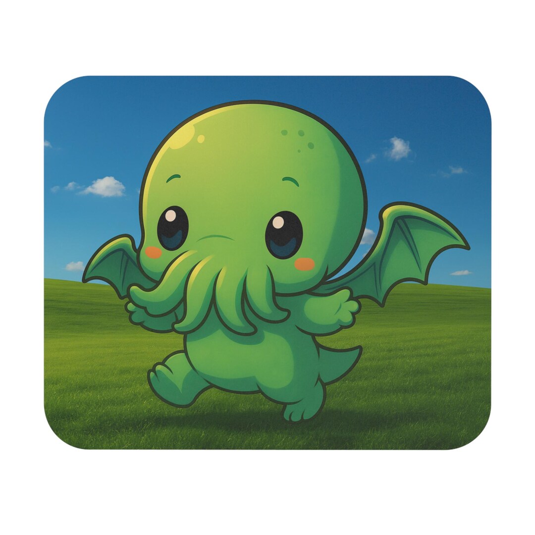Blissful Chibi Cthulhu Mouse Pad - Cute Eldritch Office Decor - Etsy