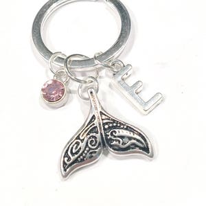 Whale Tail Personalized Keychain Whale Tail Initial Key Ring Sea Life ...