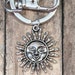 Sun Keychain Silver Sun Charm Key Chain Initial Keyring - Etsy