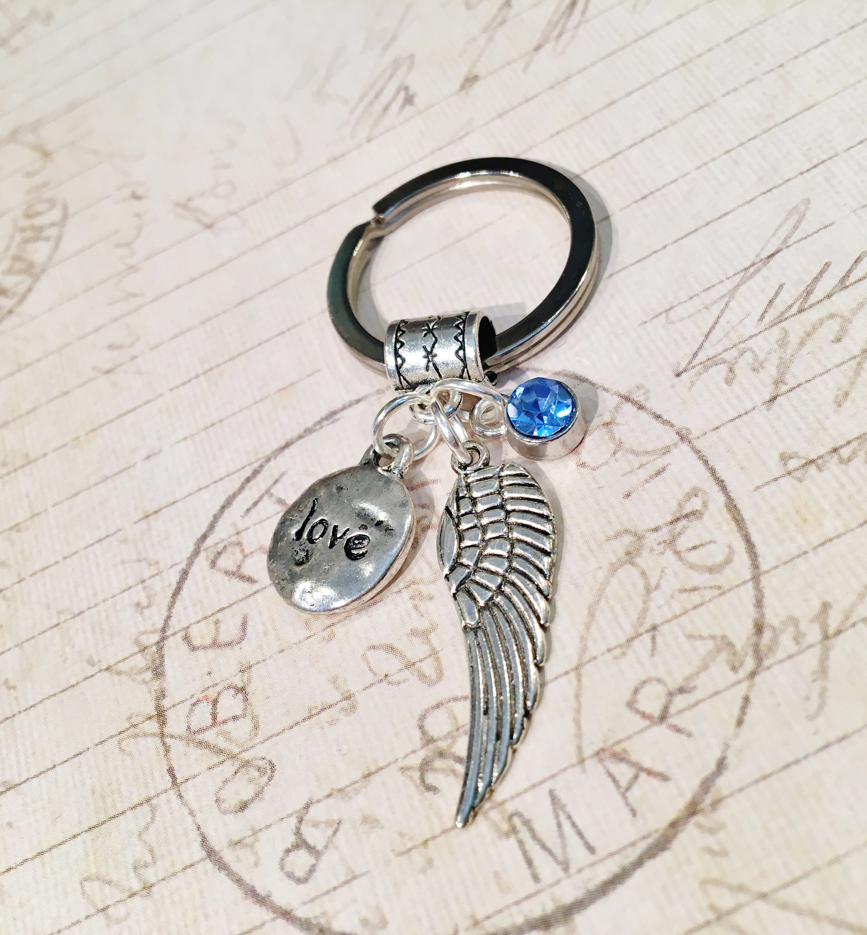 Personalized Angel Wing Keychain Angel Wing Key Ring Angel | Etsy