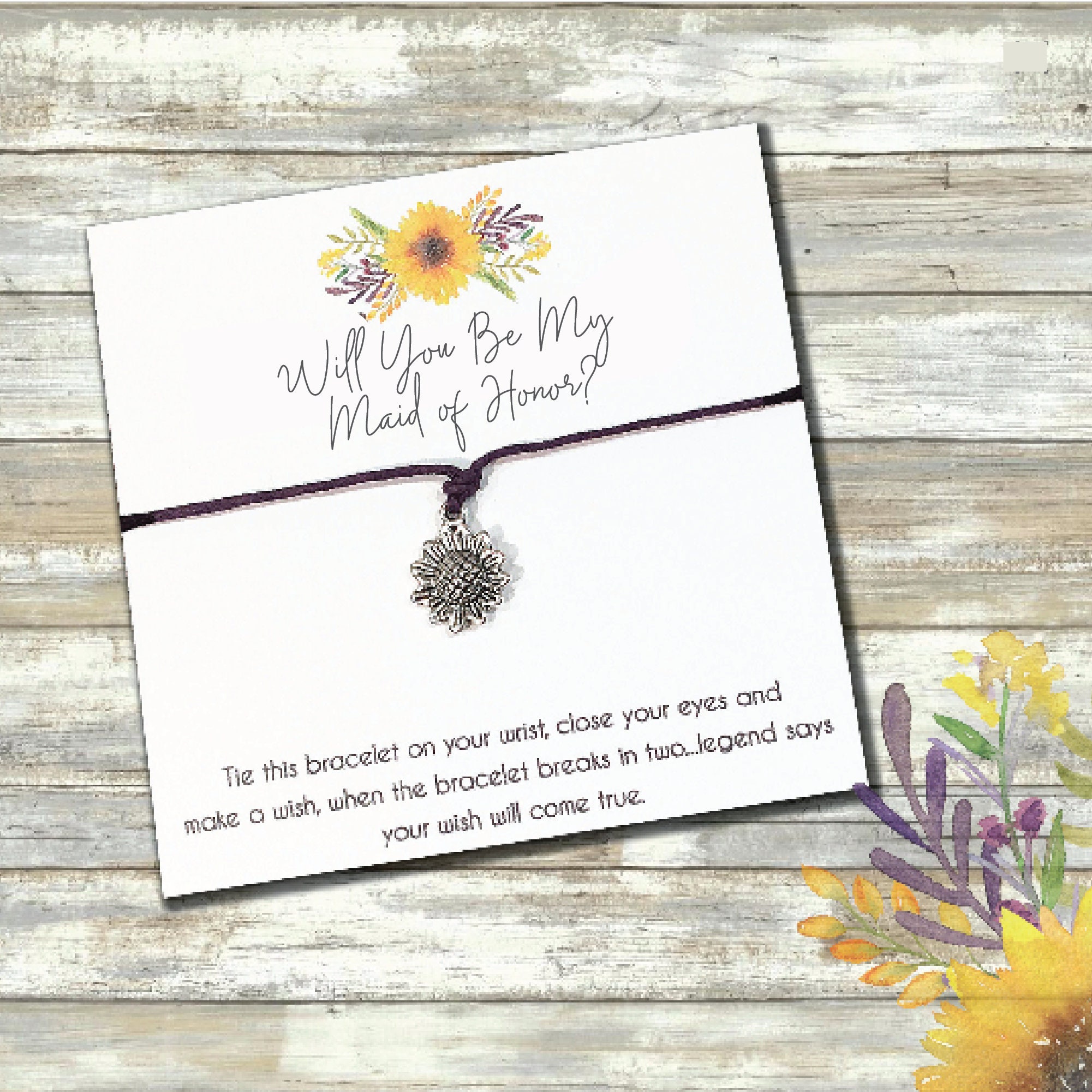 Will You Be My Flower Girl Sunflower Wishlet Sunflower Wish | Etsy