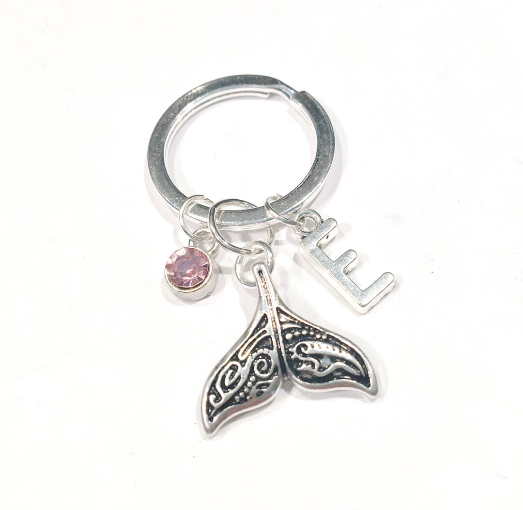 Whale Tail Personalized Keychain Whale Tail Initial Key Ring Sea Life ...