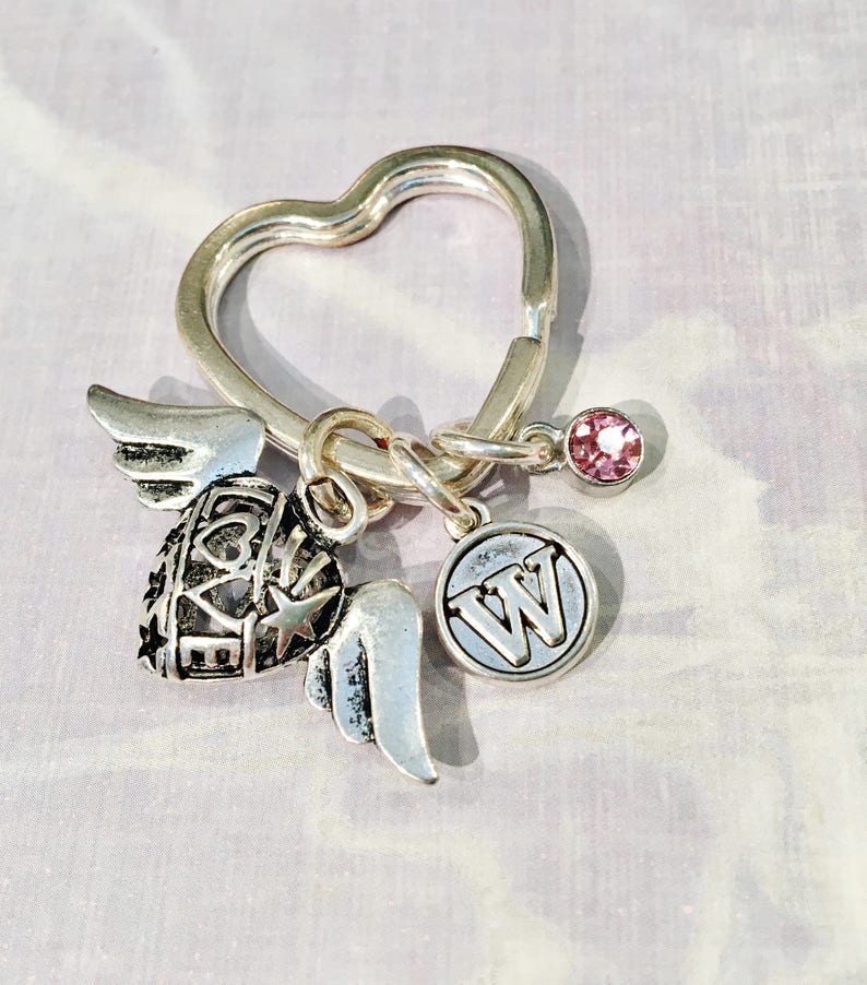 Personalized Winged Heart Key Ring Heart Keychain Love Heart - Etsy