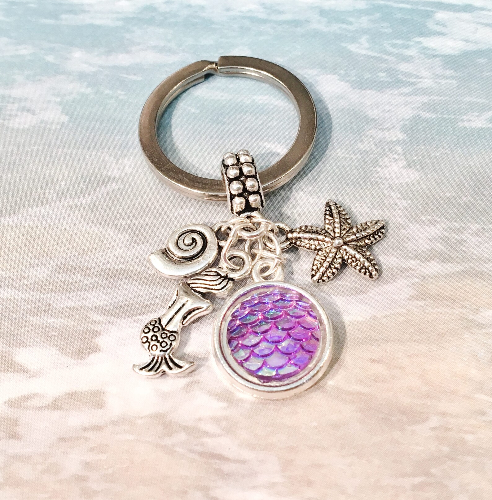 Mermaid Keychain Mermaid Charm Key Chain Mermaid Scales | Etsy