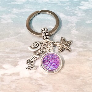 Mermaid Keychain, Mermaid Charm Key Chain, Mermaid Scales Keychain ...