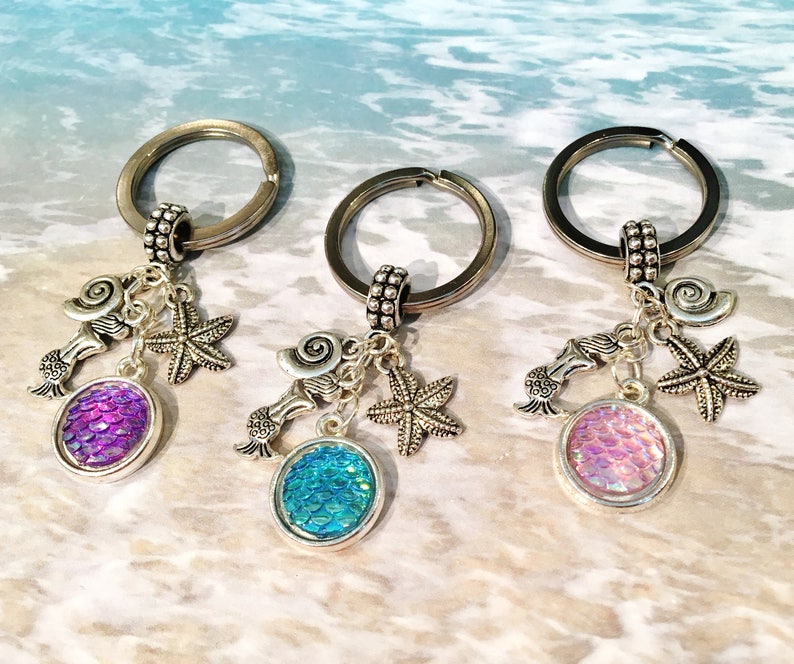 Mermaid Keychain Mermaid Charm Key Chain Mermaid Scales | Etsy