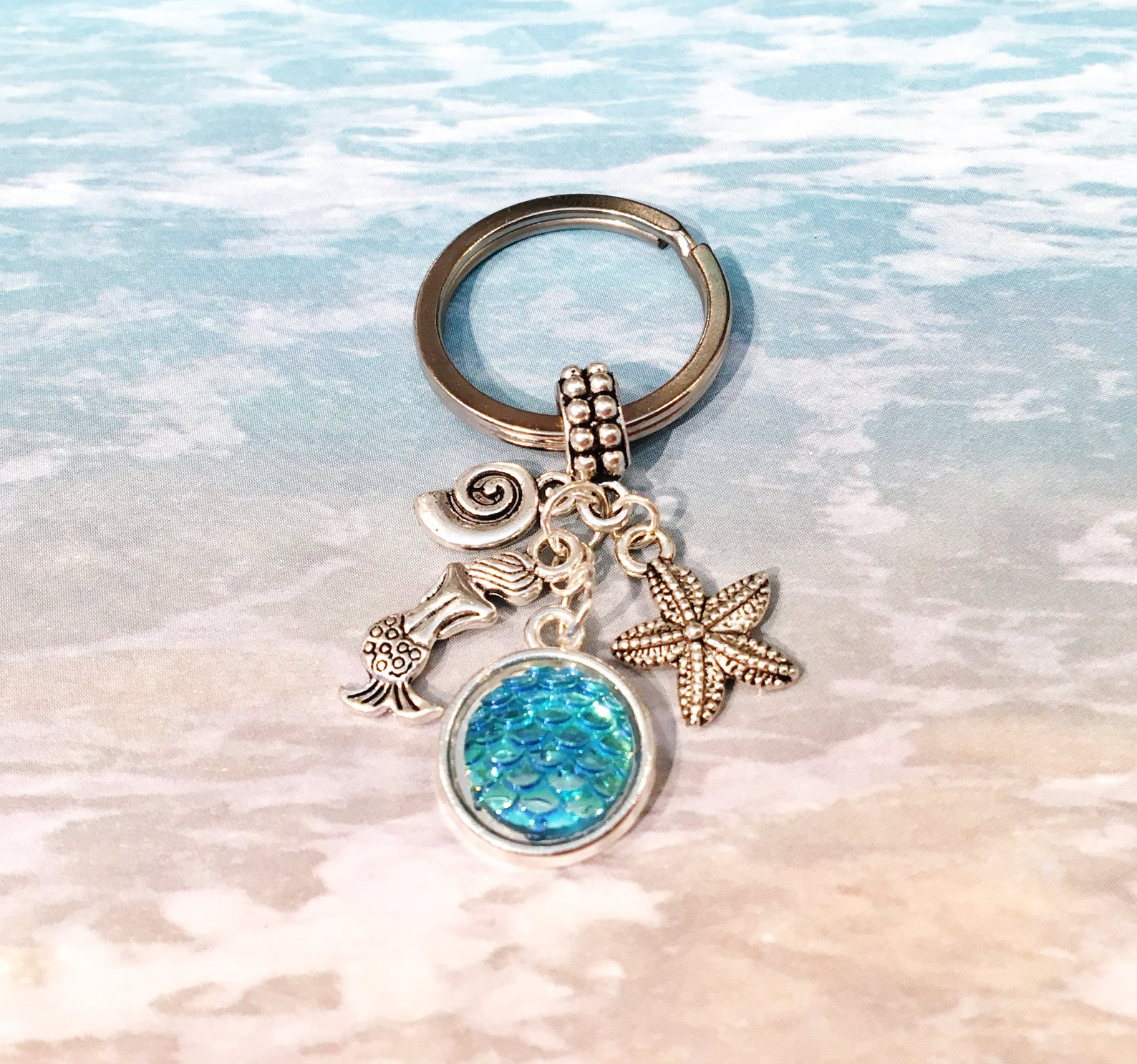 Mermaid Keychain Mermaid Charm Key Chain Mermaid Scales | Etsy