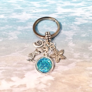 Mermaid Keychain, Mermaid Charm Key Chain, Mermaid Scales Keychain ...