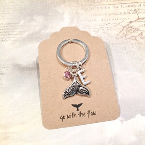 Whale Tail Personalized Keychain Whale Tail Initial Key Ring Sea Life ...