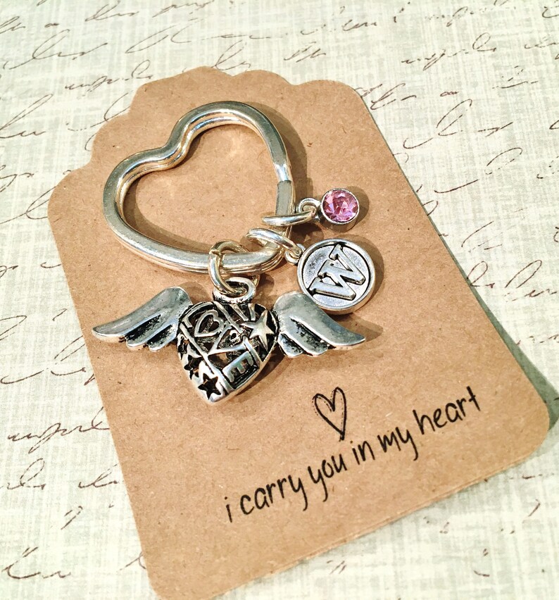 Personalized Winged Heart Key Ring Heart Keychain Love Heart - Etsy