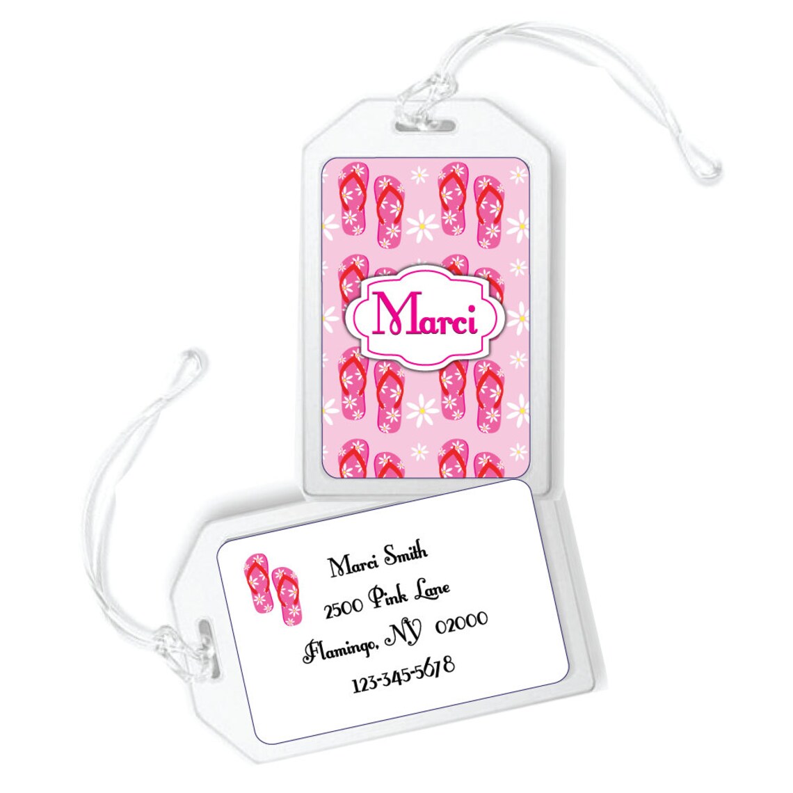 Flip Flop Luggage Tag Pink Flip Flops Flip Flop Tags | Etsy