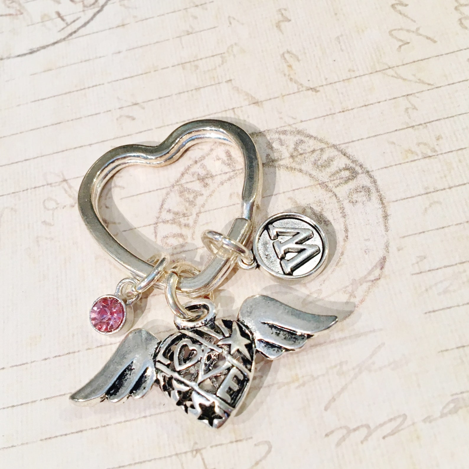 Personalized Winged Heart Key Ring Heart Keychain Love Heart - Etsy