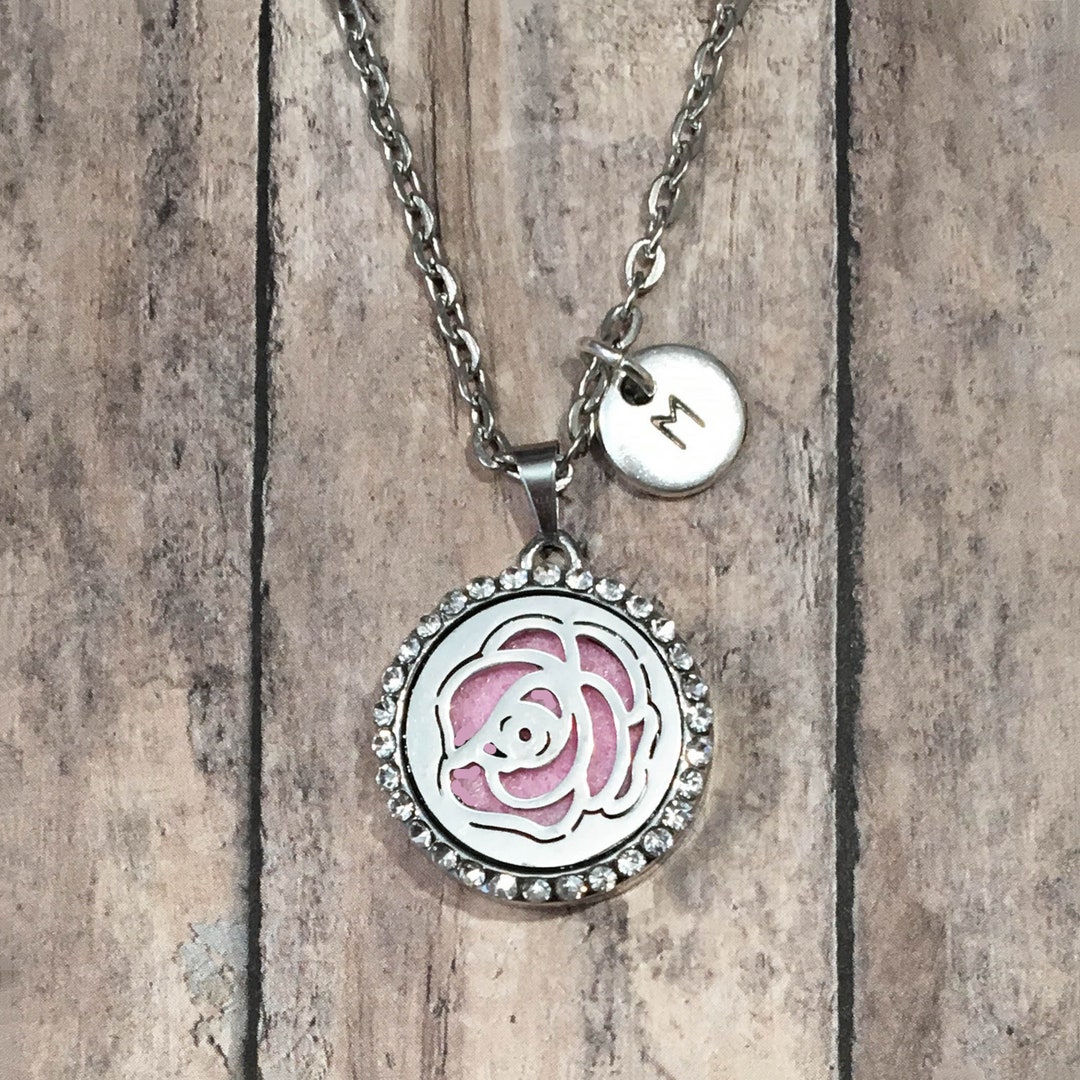 Rose Necklace, Rose Pendant, Rose Jewelry, Initial Necklace, Rose Gifts ...