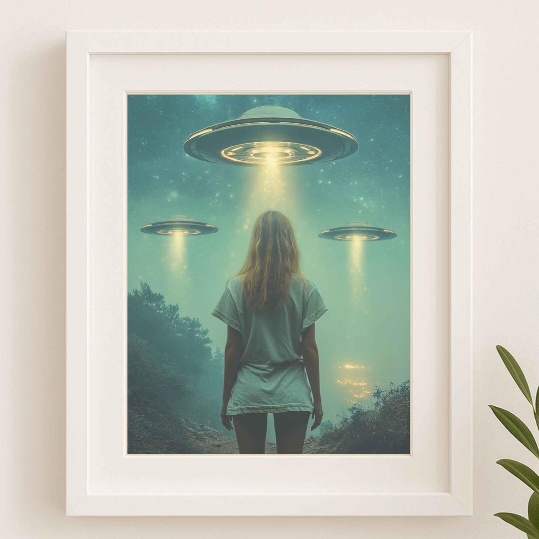Alien Encounter Wall Art Digital Download – Sci-fi UFO Abduction Poster ...