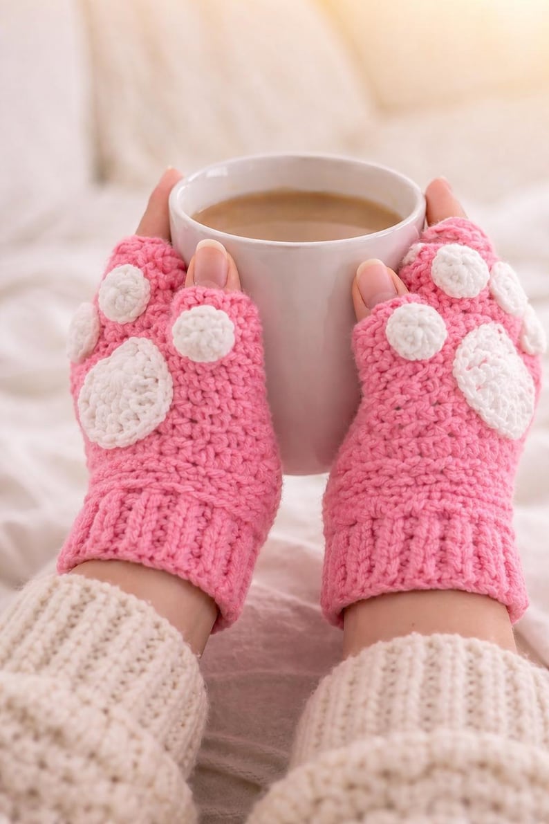 Cat Paw Crochet Gloves Pattern | Beginner Friendly Fingerless Gloves ...